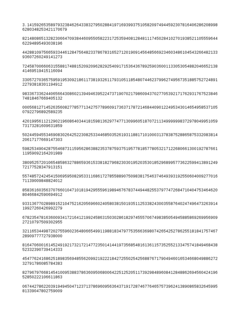 Pi Million Digits | PDF