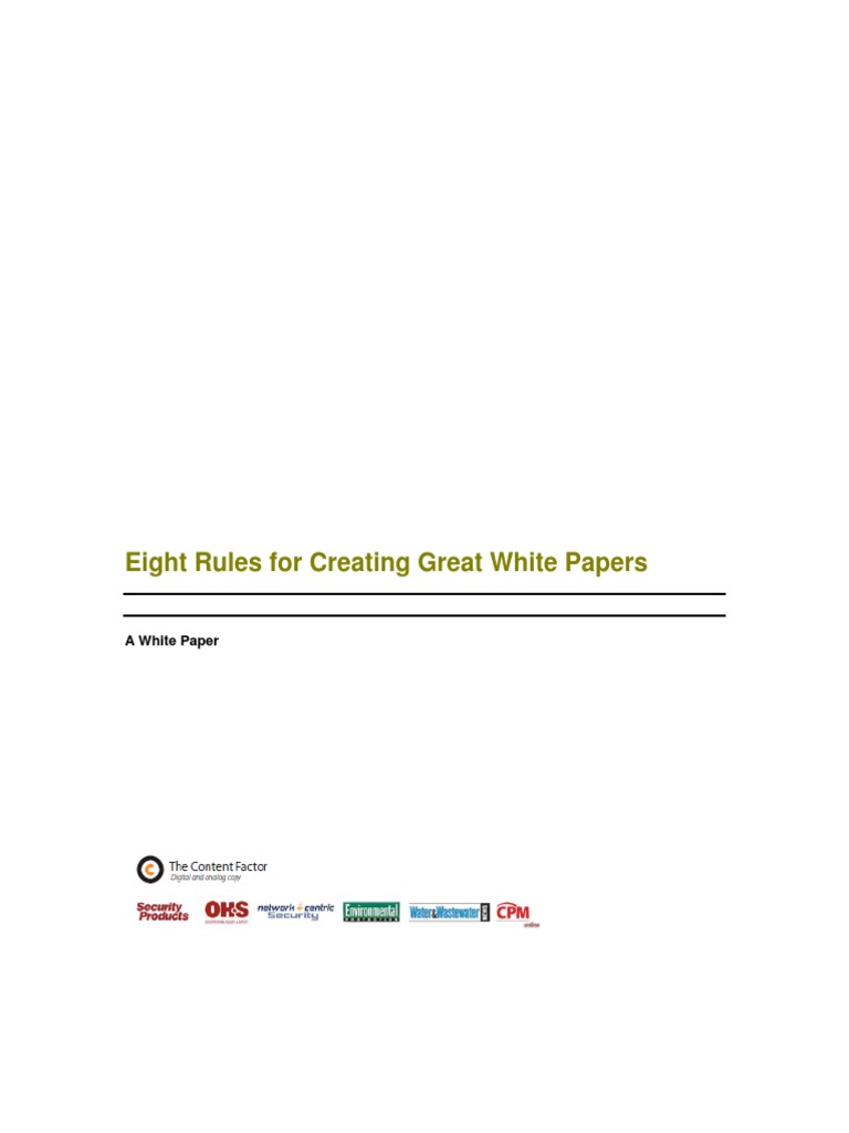 Eight Rules For Creating Great White Papers | PDF | Sales | Communication