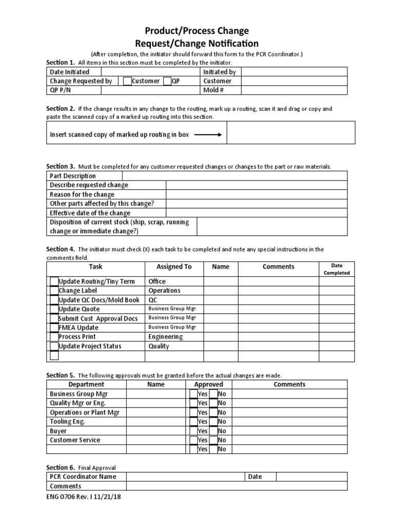 0706 Product Change Request Form | PDF | Computing