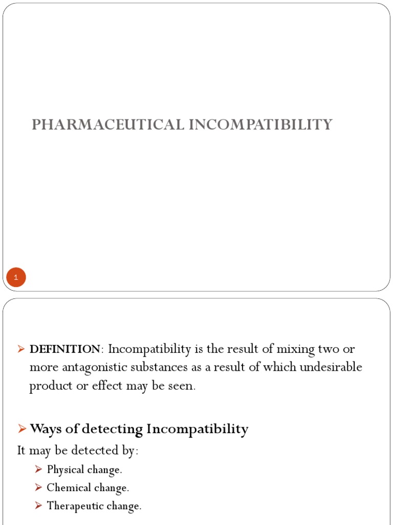 Pharmaceutical Incompatibility | PDF | Solution | Solubility