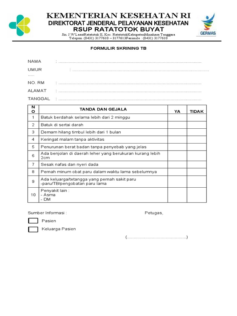 Form Skrining Pasien TB | PDF