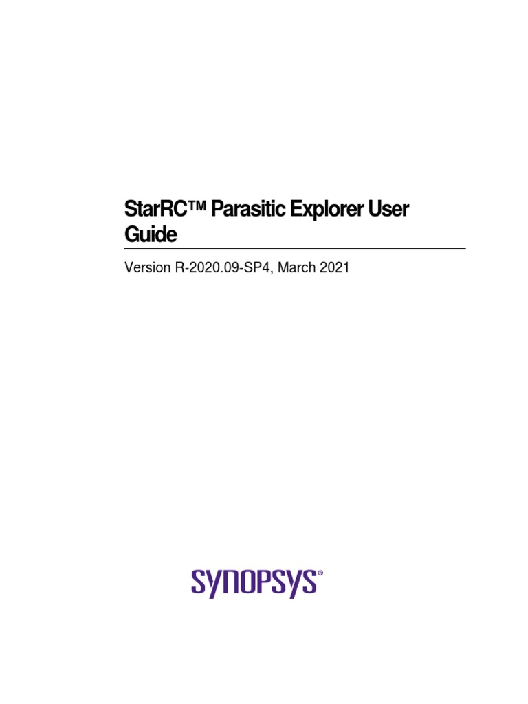 Starrc™ Parasitic Explorer User Guide: Version R-2020.09-Sp4, March 2021 | PDF | Command Line ...