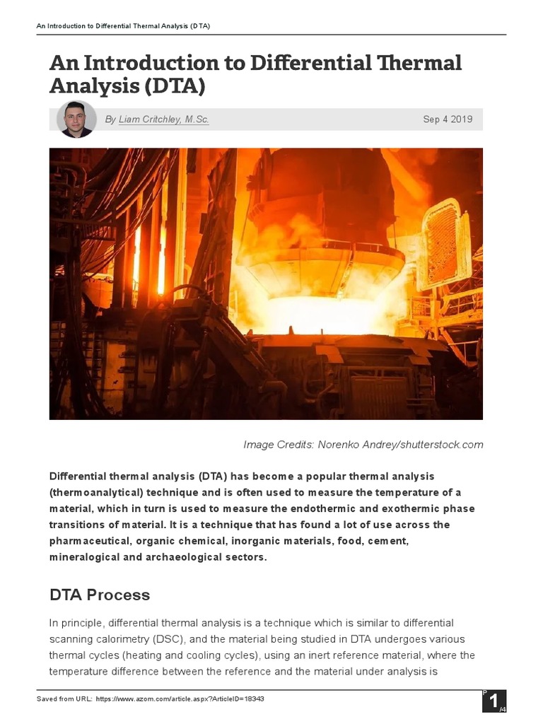 An Introduction To Differential Thermal Analysis (DTA) | PDF | Thermal ...