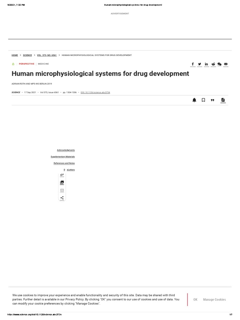 Human Microphysiological Systems For Drug Development | PDF ...