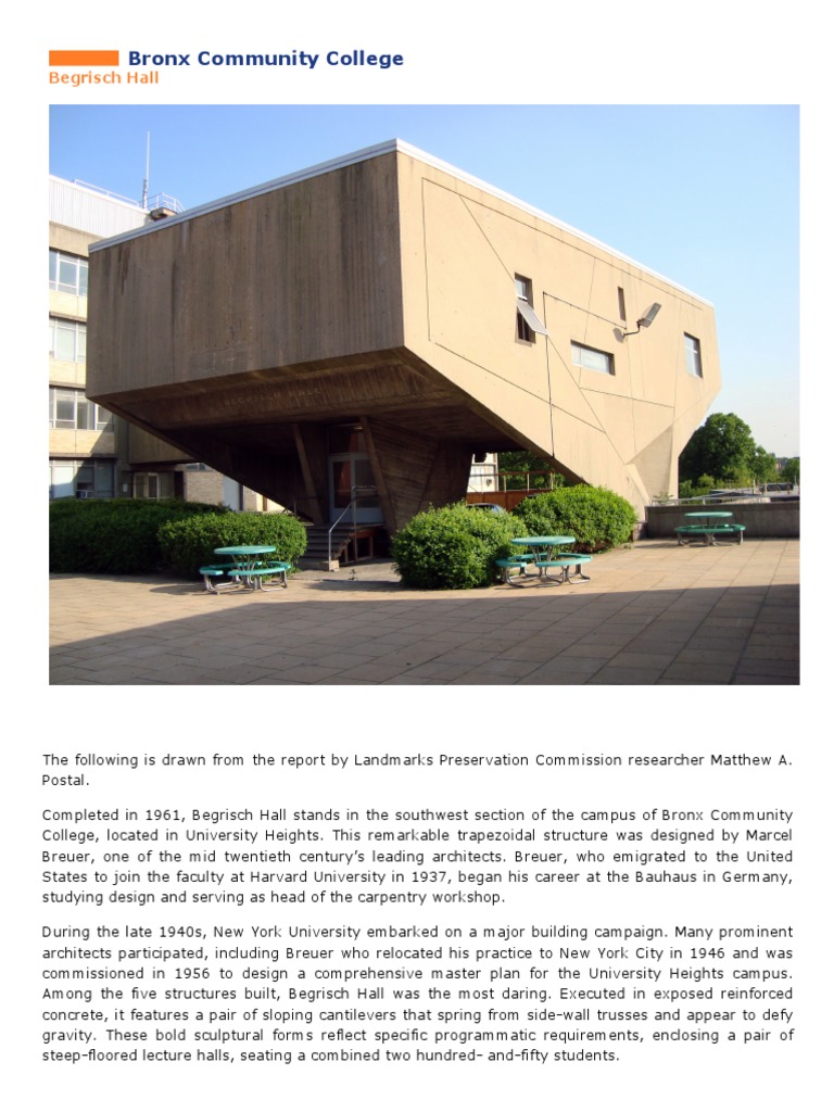 Bronx Community College: Begrisch Hall | PDF | Window | Concrete