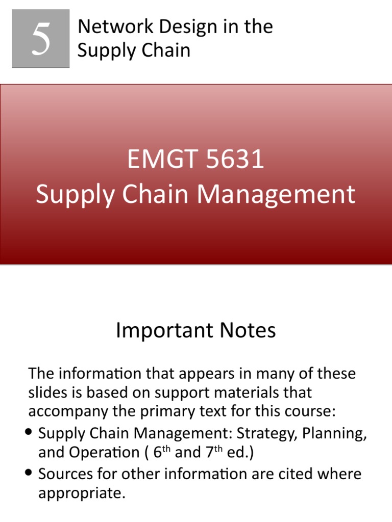 SCM - CH5 Network Design in SC | PDF | Supply Chain | Market (Economics)