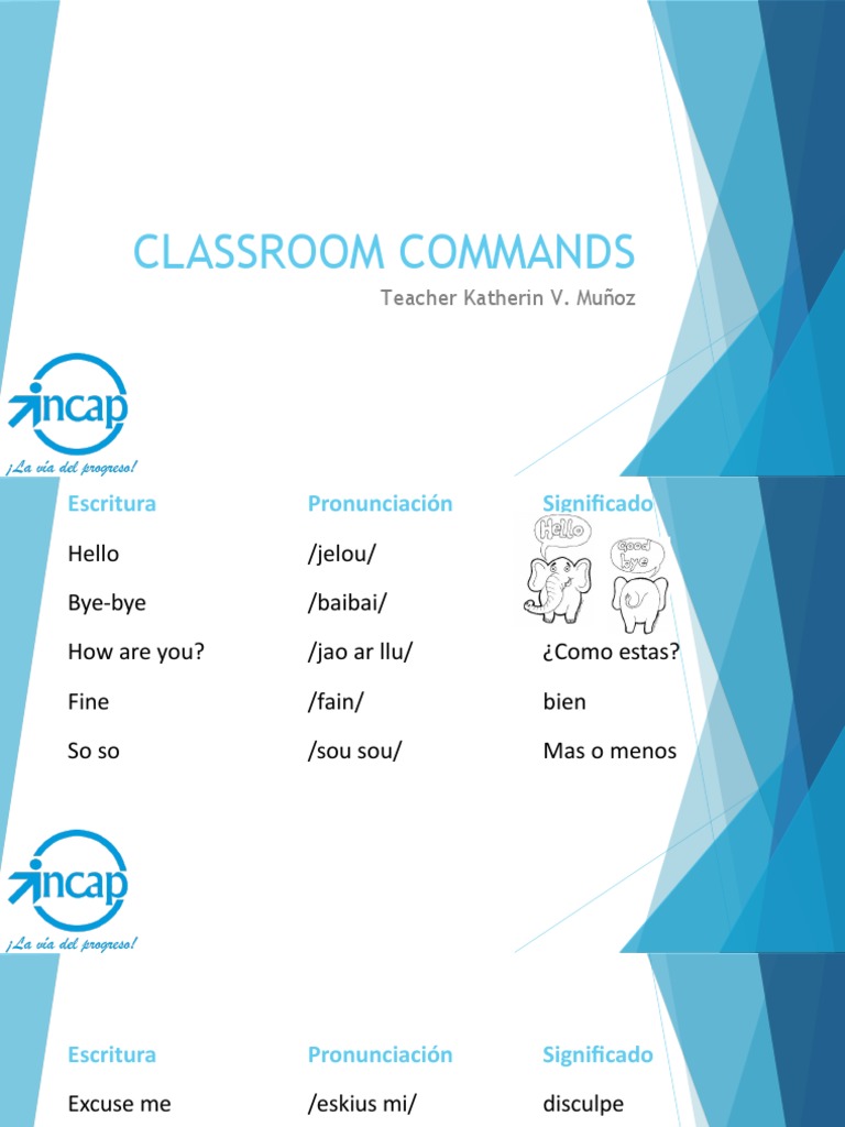 Comandos de Aula en Inglés y Español | PDF