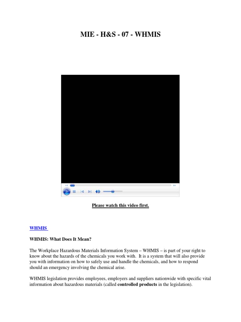 WHMIS | PDF | Dangerous Goods | Occupational Safety And Health