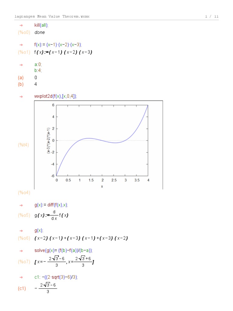 Lagranges Mean Value Theorem Pdf 1245
