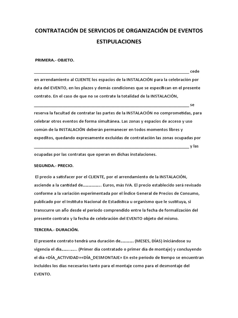 Contrato de Organización de Eventos | PDF | Devengo | Bancos