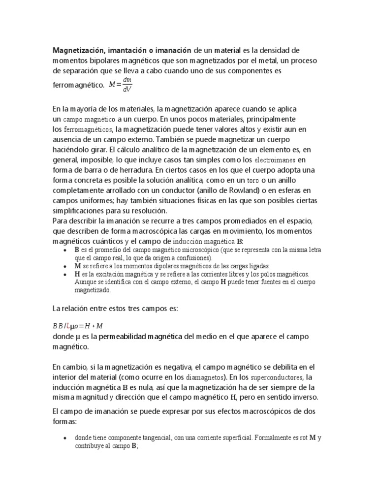 Magnetización y sus fundamentos magnéticos | PDF | Magnetización ...
