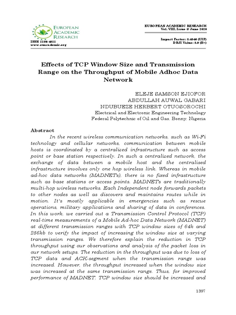TCP Window Size Impact on MADNET Throughput | PDF | Network Congestion ...