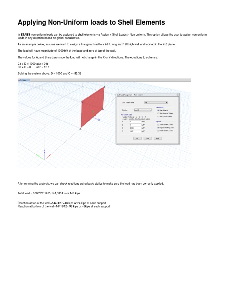 Applying Non-Uniform Loads To Shell Elements: Etabs | PDF
