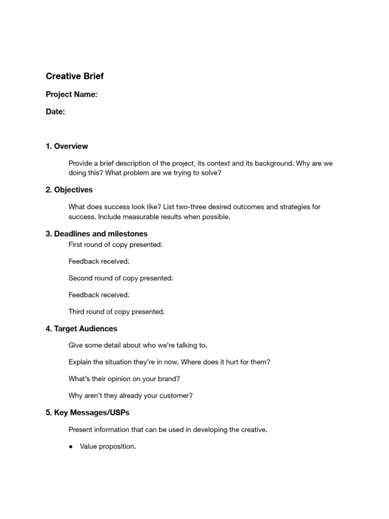 Creative Brief Template for Projects | PDF