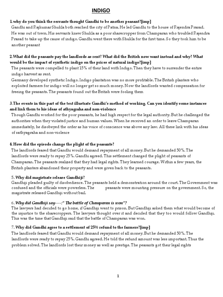 Indigo Notes | Download Free PDF | Mahatma Gandhi