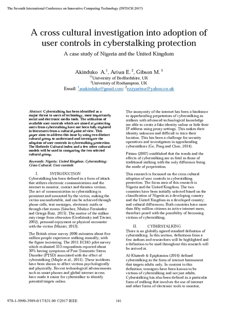 Akinduko 2017 | PDF | Stalking | Privacy