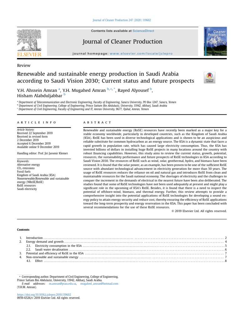 Renewable and Sustainable Energy Production in Saudi Arabia According ...