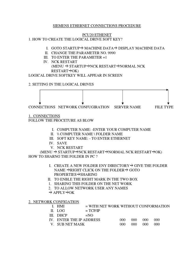 Configuring Ethernet Connections and File Sharing on Siemens PCU20 CNC ...