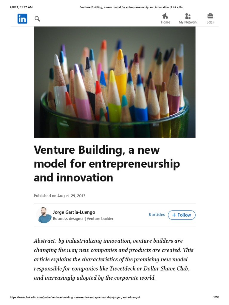 Venture Building, A New Model For Entrepreneurship and Innovation ...