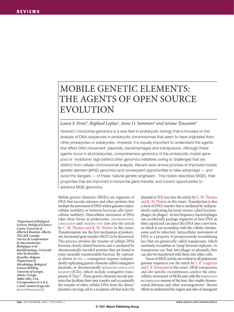 Mobile Genetic Elements | PDF | Plasmid | Bacteriophage