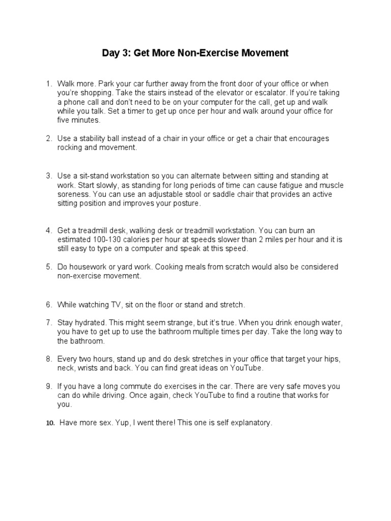 5DFC Day 3 Get More Non-Exercise Movement | PDF