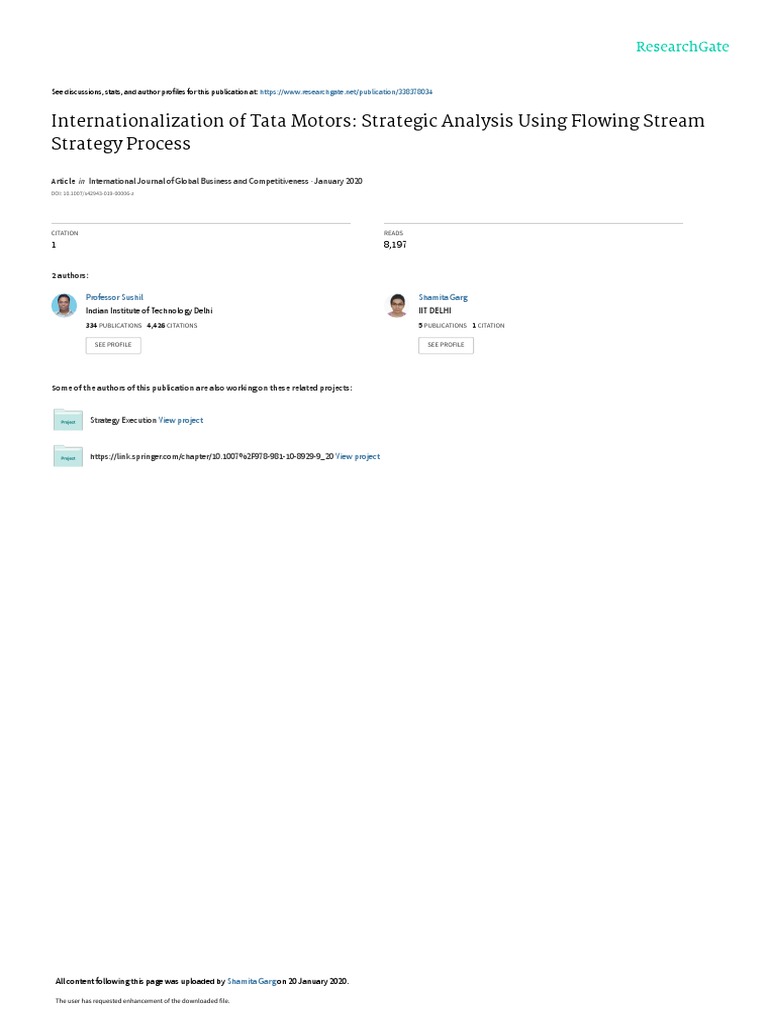 Internationalization of Tata Motors: Strategic Analysis Using Flowing ...