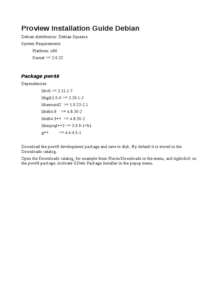 Proview Installation Guide Debian: Package pwr48 | PDF | Software ...