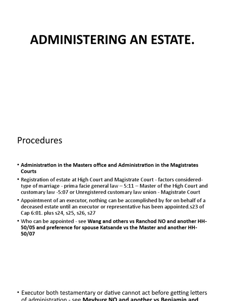 Administering An Estate | PDF | Intestacy | Executor