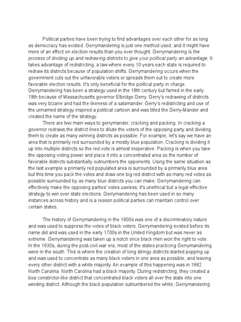 Understanding Gerrymandering's Impact | PDF | Gerrymandering | Political Law