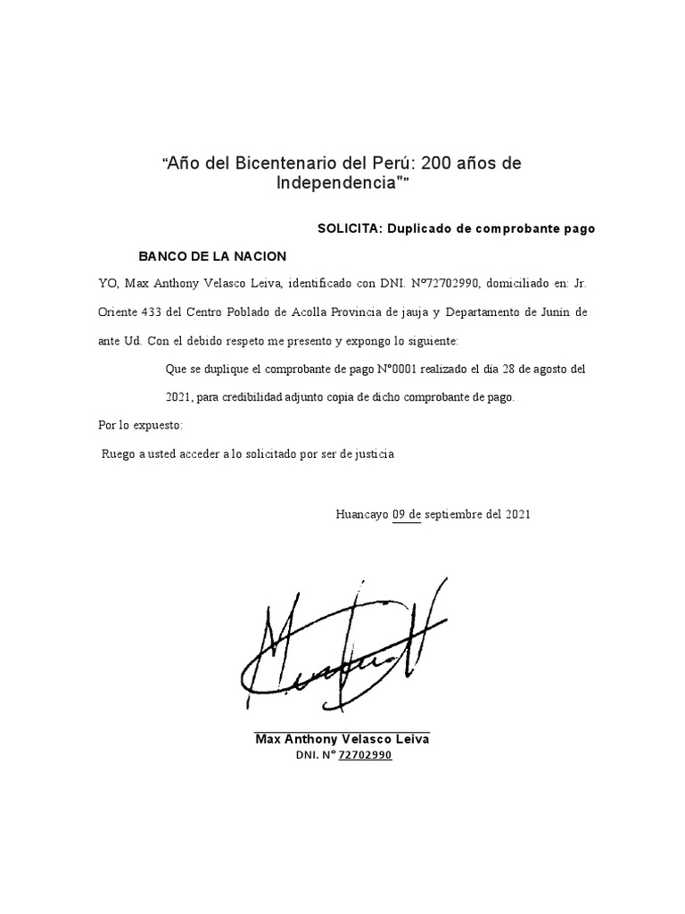 Solicitud de Baucher | PDF