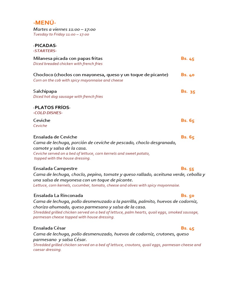 Menu La Rinconada OFICIAL AGO2020-compressed | PDF | Hamburguesas | ensalada