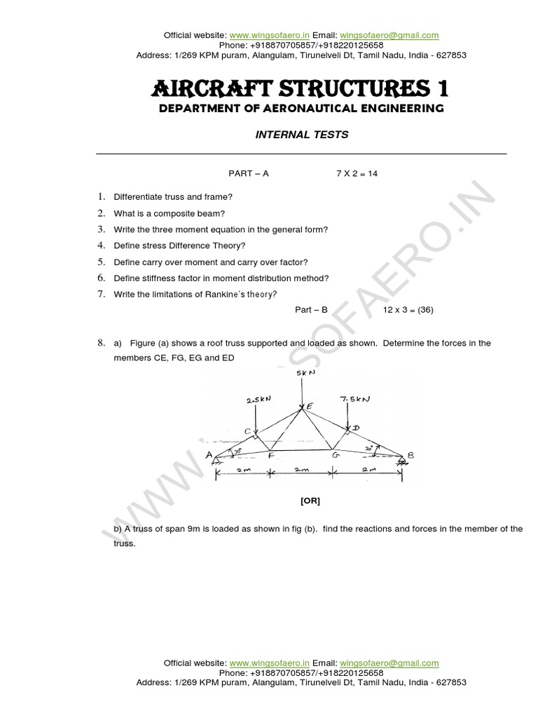 Aircraft Structures 1: Department of Aeronautical Engineering | PDF ...
