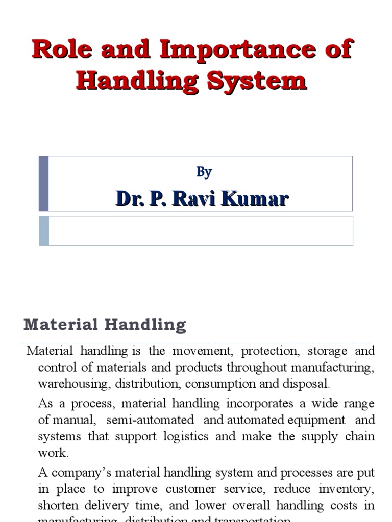 Role and Importance of Handling System | PDF | Warehouse | Logistics