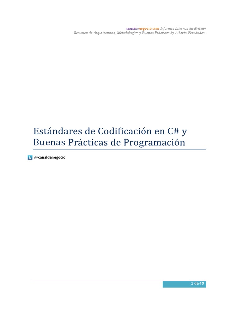 Estandares C# | Descargar gratis PDF | Archivo de computadora | C Sharp (lenguaje de programación)