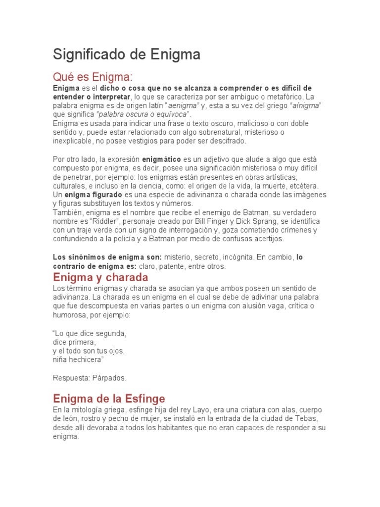 Significado de Enigma | PDF | Esfinge | Edipo