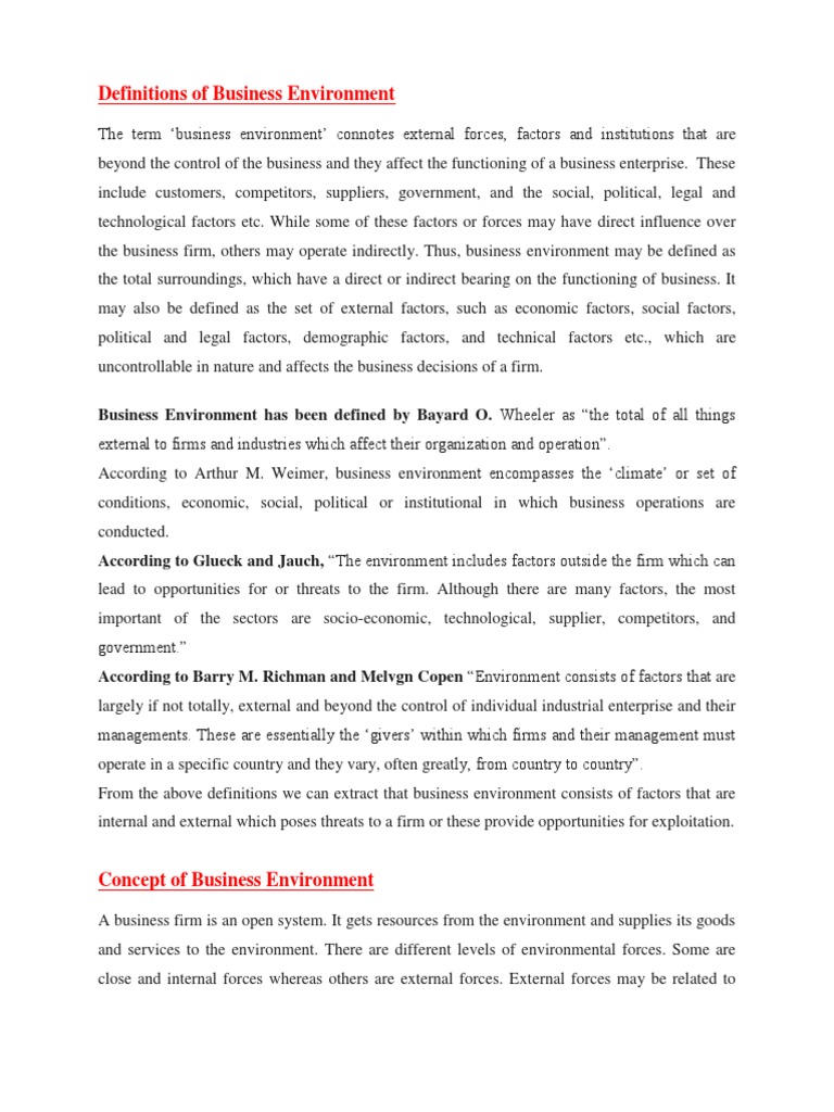 Concept of Business Environment | PDF | Economics | Economic Growth