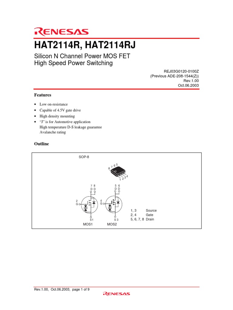 HAT2114R, HAT2114RJ: Silicon N Channel Power MOS FET High Speed Power ...