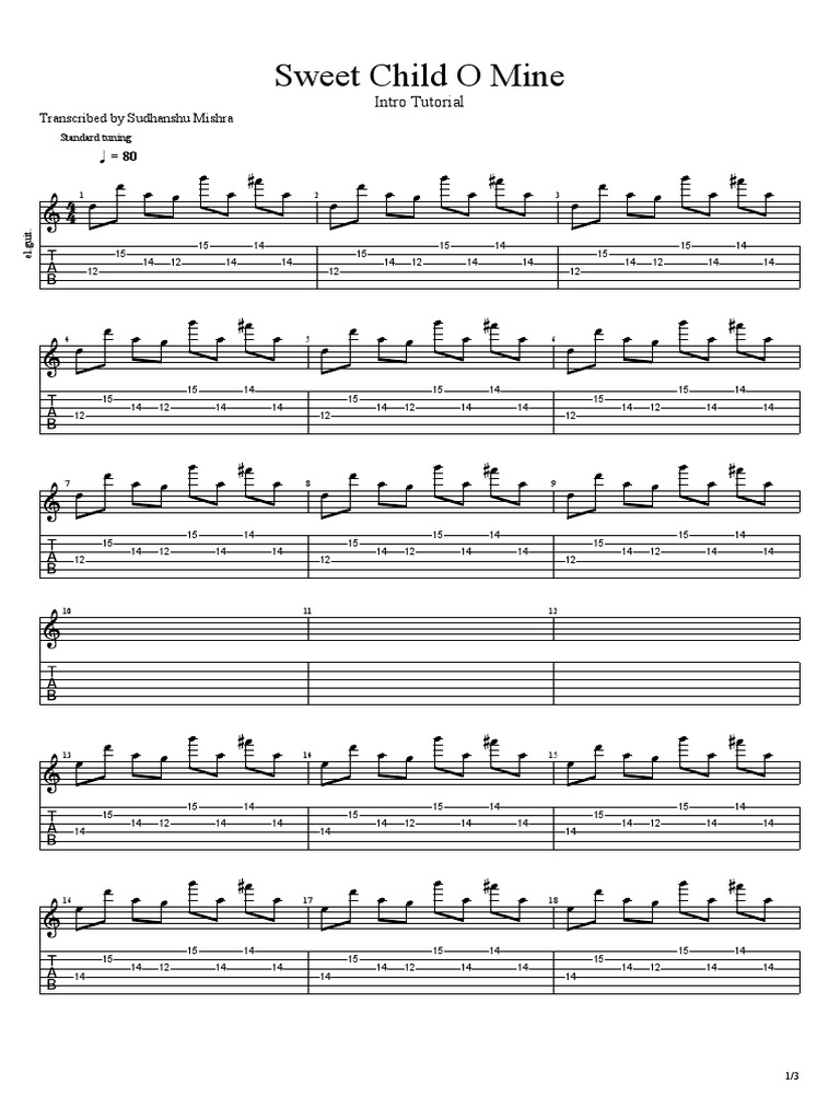 Sweet Child Intro Tutorial | PDF