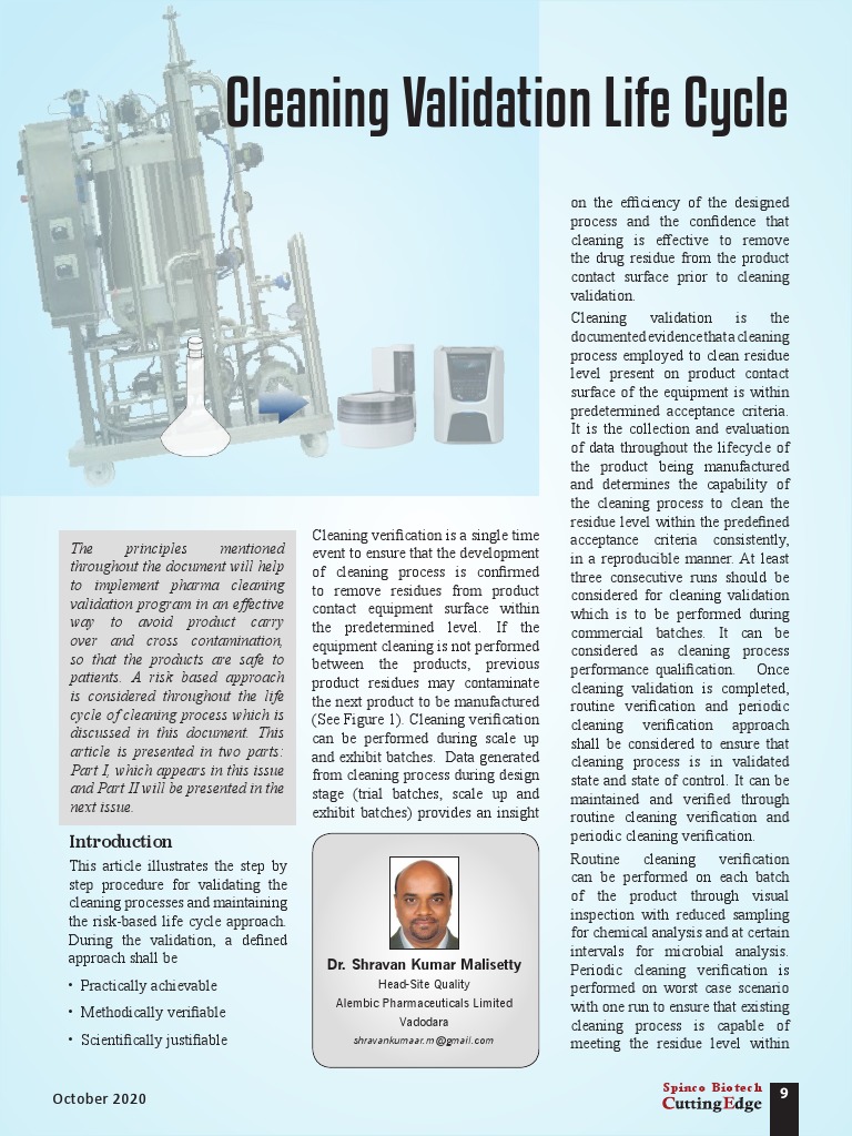 Cleaning Validation Life Cycle: October 2020 | PDF | Verification And ...