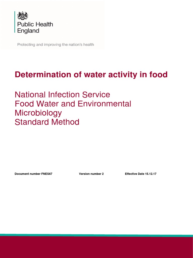FNE567 - 2017 Determination - of - Water - Activity - in - Food | PDF ...