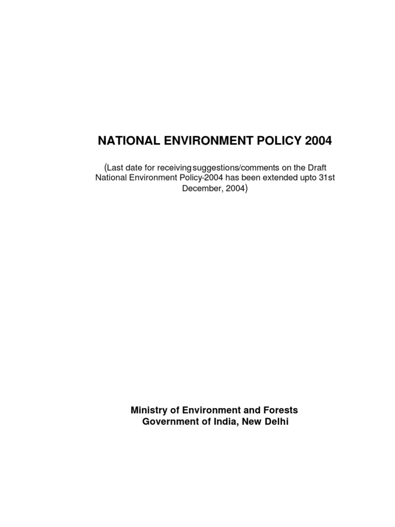 National Environment Policy 2004 | PDF | Environmental Law ...