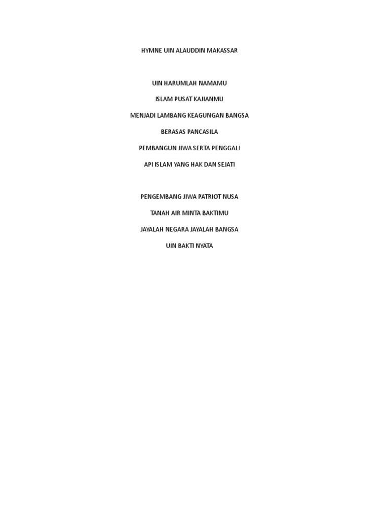 Hymne Uin Alauddin Makassar' | PDF