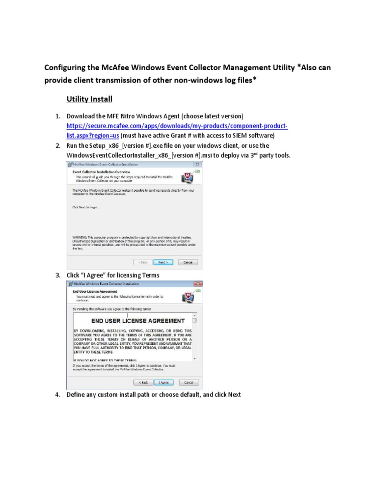 Configuring The McAfee Windows Event Collector Management Utility ...