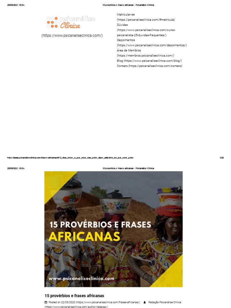 15 Provérbios e Frases Africanas | PDF | Psicanálise | Livro dos Provérbios