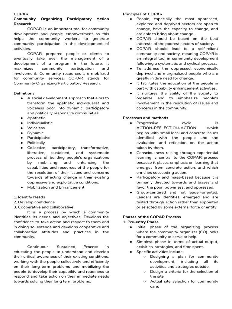 COPAR Principles Empower Communities | PDF | Community | Empowerment