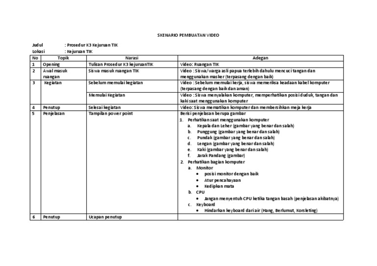 Skenario Pembuatan Video | PDF