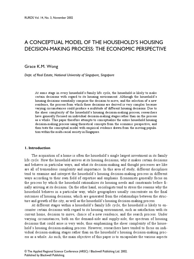 A Conceptual Model of The Household's Housing Decision-Making Process ...