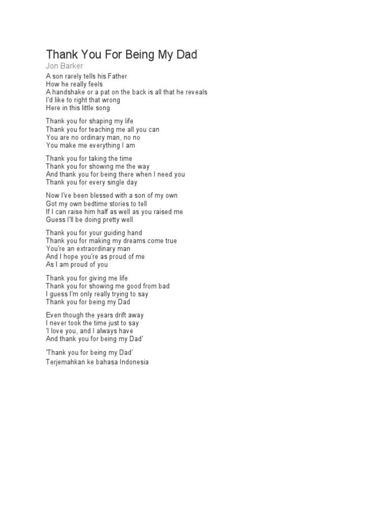 Thank You For Being My Dad | PDF