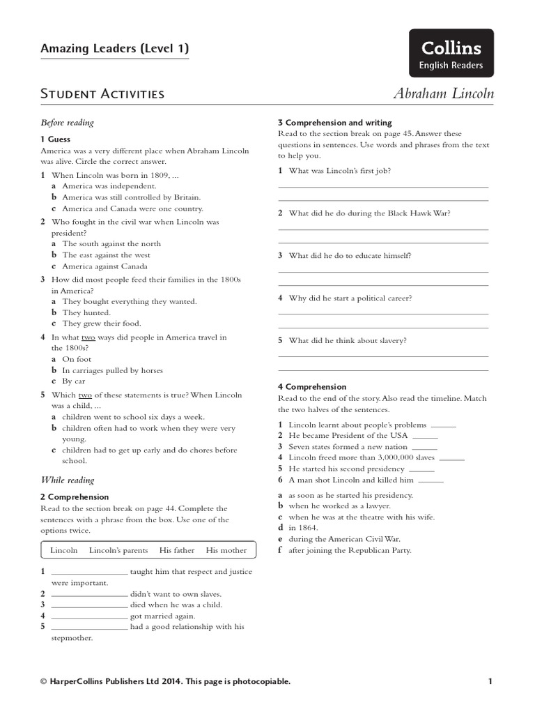 Amazing Leaders. Student Activities | Descargar gratis PDF | Abraham ...