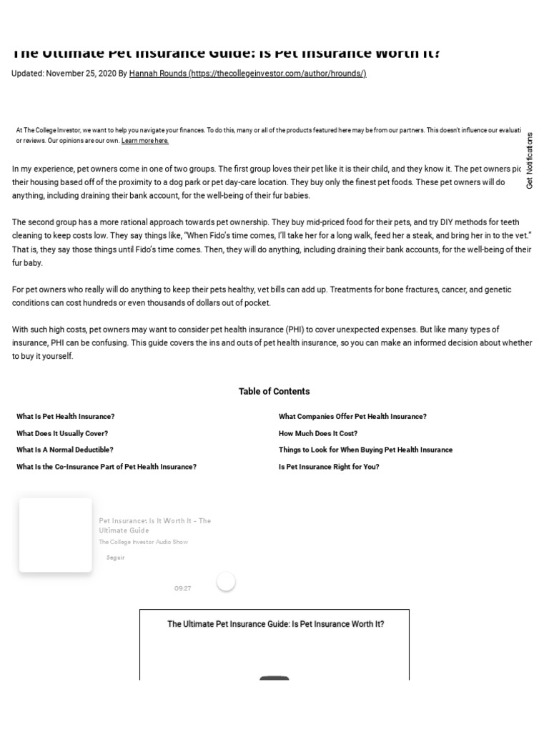 The Ultimate Pet Insurance Guide - Is Pet Insurance Worth It | PDF ...